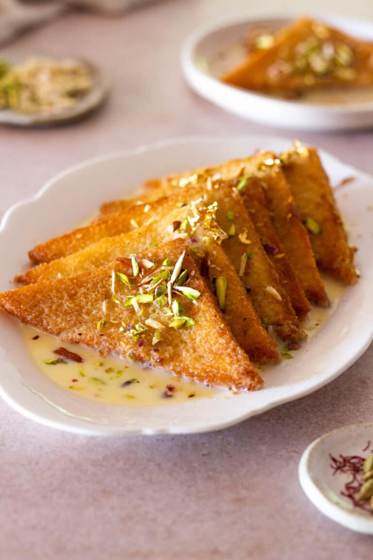 Shahi Tukda (Bread Pudding with Saffron and Cardamom) - Mirchi Tales