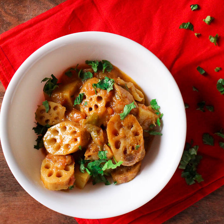 Lotus root or bhae ki sabzi with potatoes - Mirchi Tales