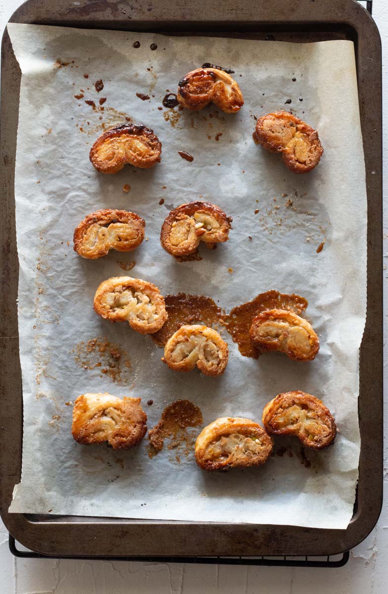 Puff Pastry Palmiers with Nuts and Cinnamon | Cinnamon Nut Palmiers