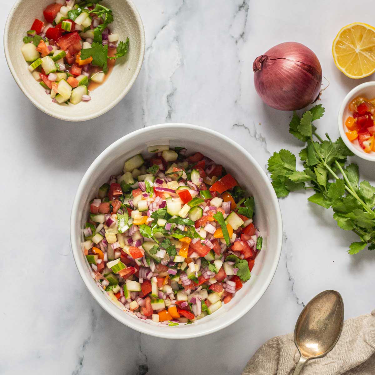 Kachumber Salad (Onion, Tomato and Cucumber Salad) - Mirchi Tales